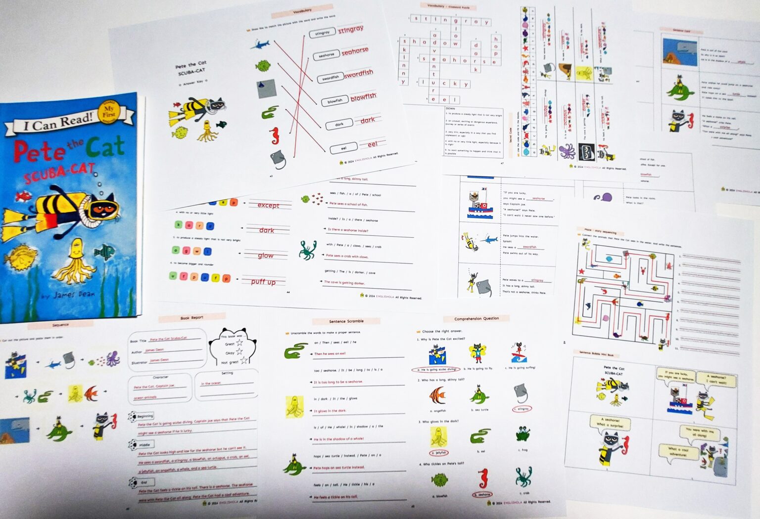 [free printable] Pete the Cat Scuba-Cat - ENGLISHOLA