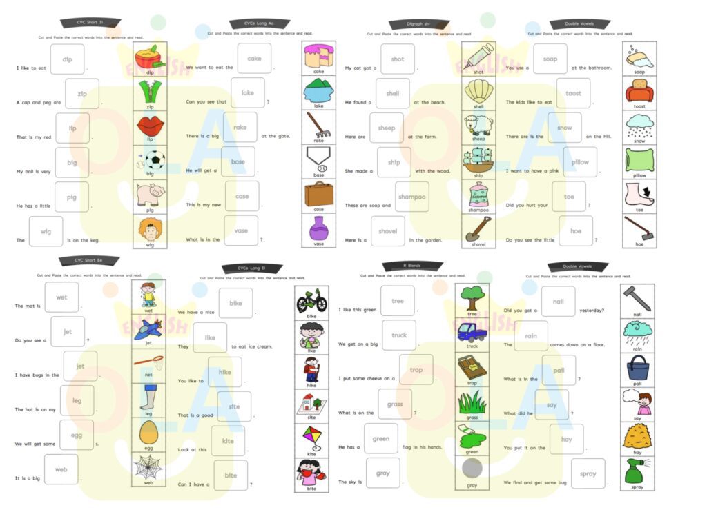 [Bundle] Phonics Word & Sentence [cut and paste] - ENGLISHOLA